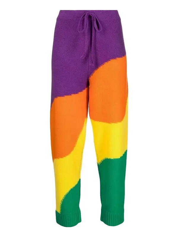 Mira Mikati Wavey Stripe-print Intarsia Trousers - Multicolour