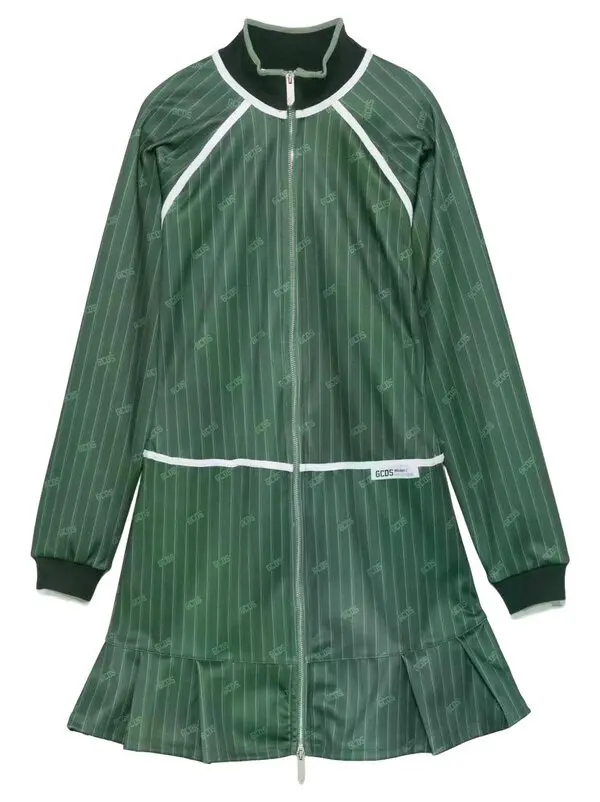 Gcds Pinstriped Zip-up Mini Dress - Green