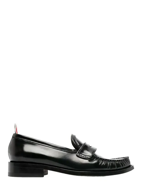 Thom Browne Rwb-tab Leather Penny Loafers - Black