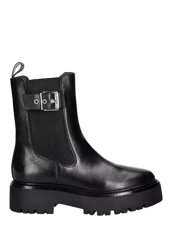 Karl Lagerfeld Buckled Leather Chelsea Boots - Black