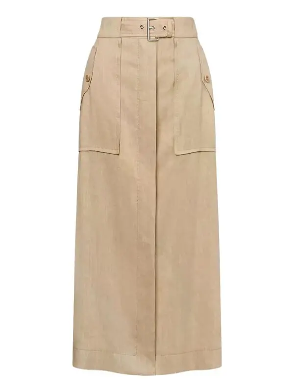 Alberta Ferretti High-waisted Buckled Straight Skirt - Neutrals