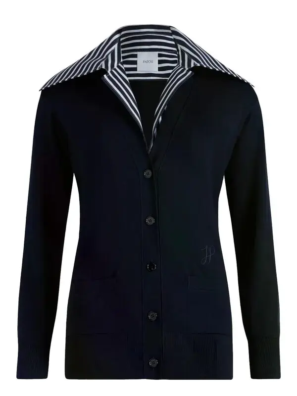 PATOU Trompe L'oeil Cotton Cardigan - Blue