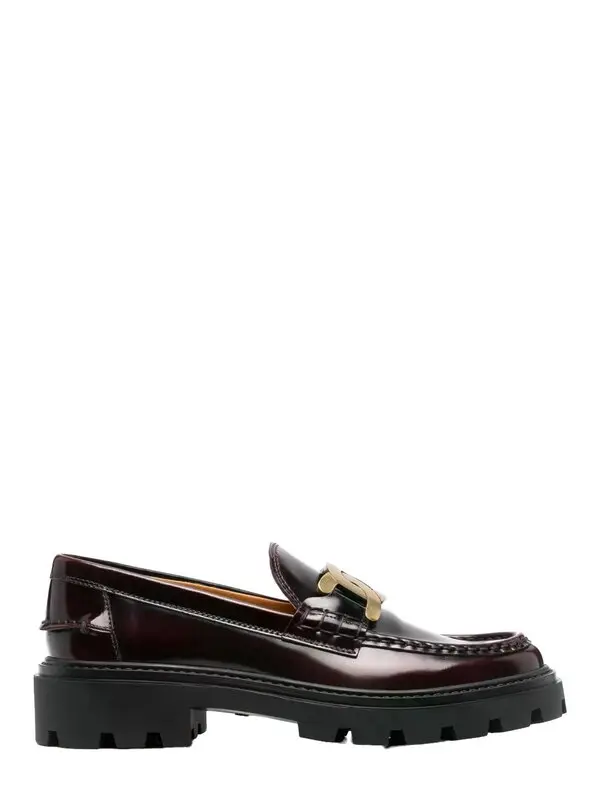 TOD'S Logo-plaque Leather Loafers - Red