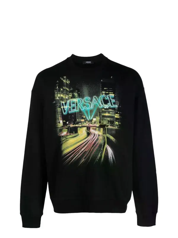 Versace City Lights Cotton Sweatshirt - Black