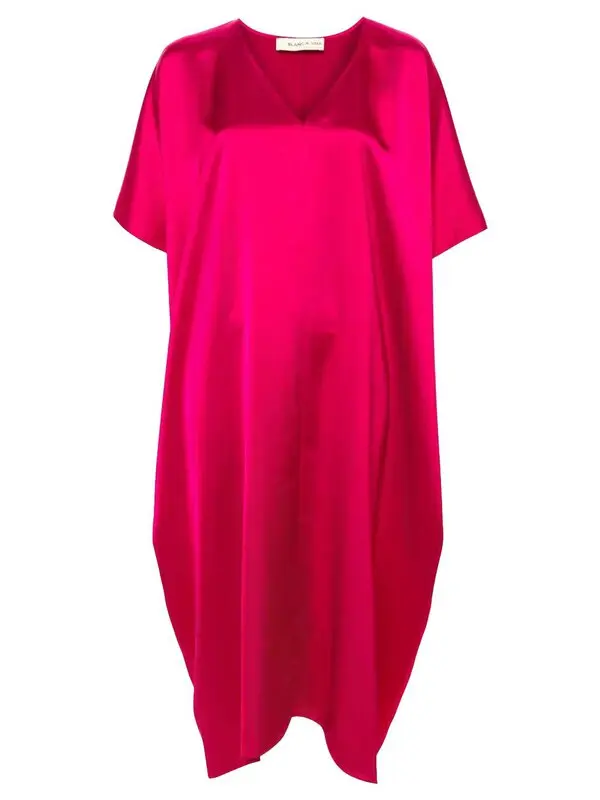 BLANCA VITA Satin Shift Midi Dress - Red