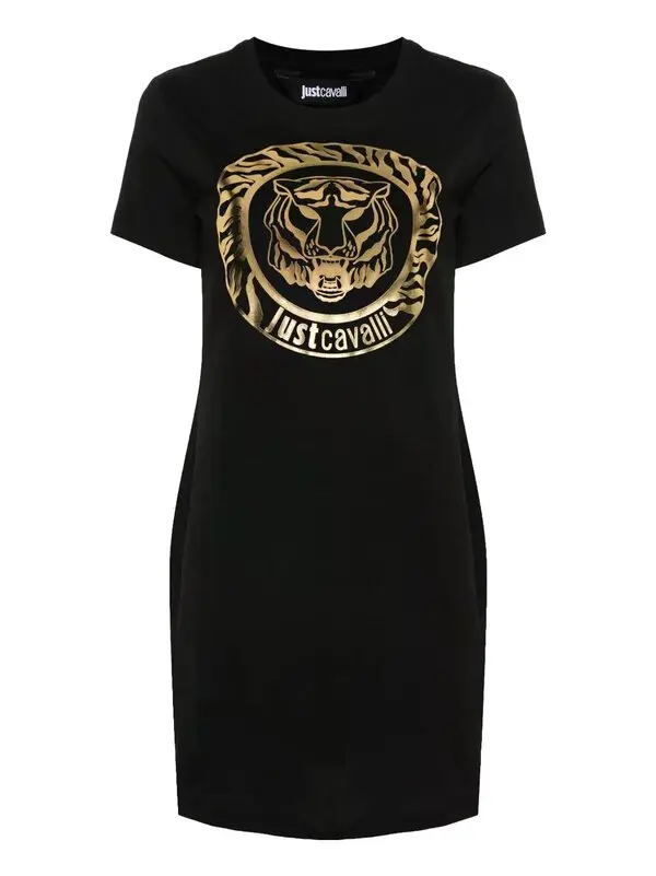 Just Cavalli Tiger Head-print T-shirt Dress - Black