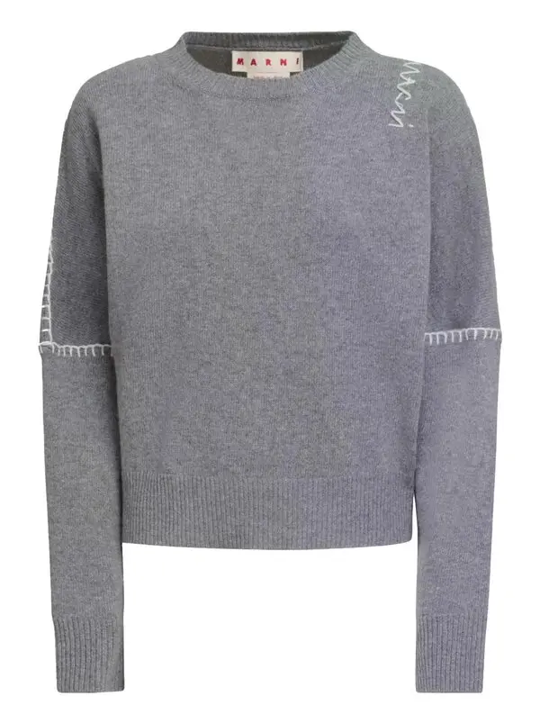 Marni Whipstitch-trim Virgin Wool-silk Sweater - Grey