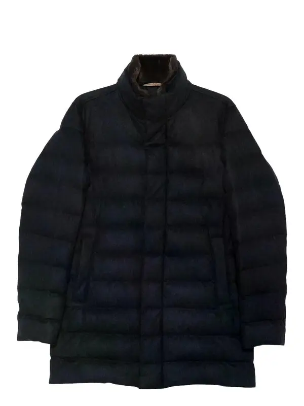 Herno Quilted Padded Coat With Detachable Faux-fur Collar - Blue