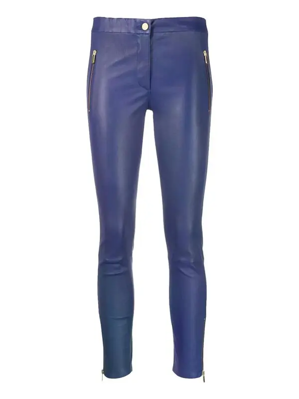 ARMA Cropped Leather Leggings - Blue