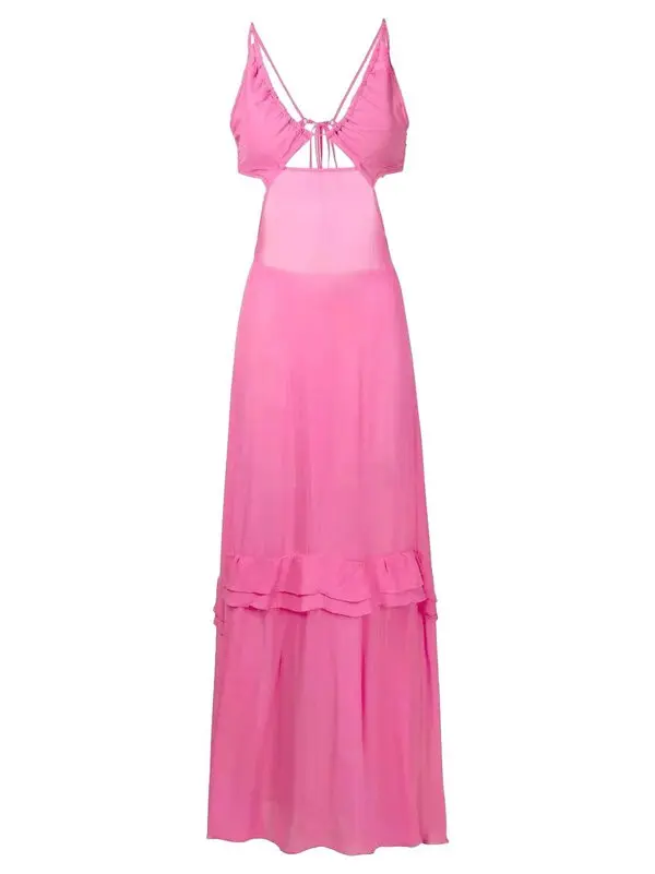 AMIR SLAMA Cut-out Semi-sheer Maxi Dress - Pink