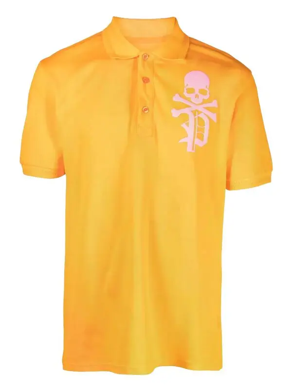 Philipp Plein Skull-print Short-sleeve Polo Shirt - Orange