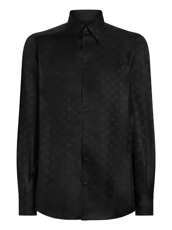 Dolce & Gabbana Martini Monogram Silk Shirt - Black