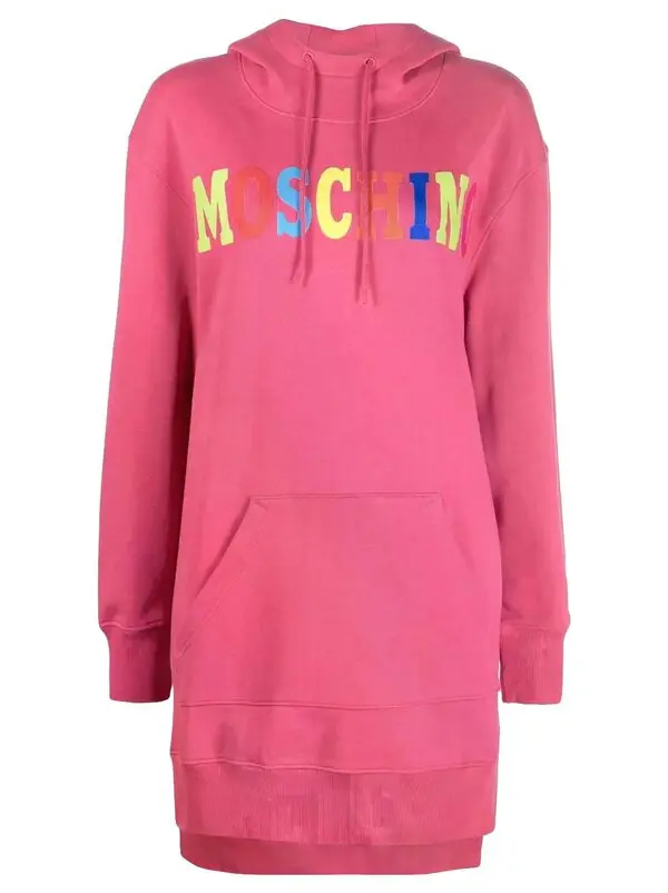 Moschino Logo-print Hooded Dress - Pink