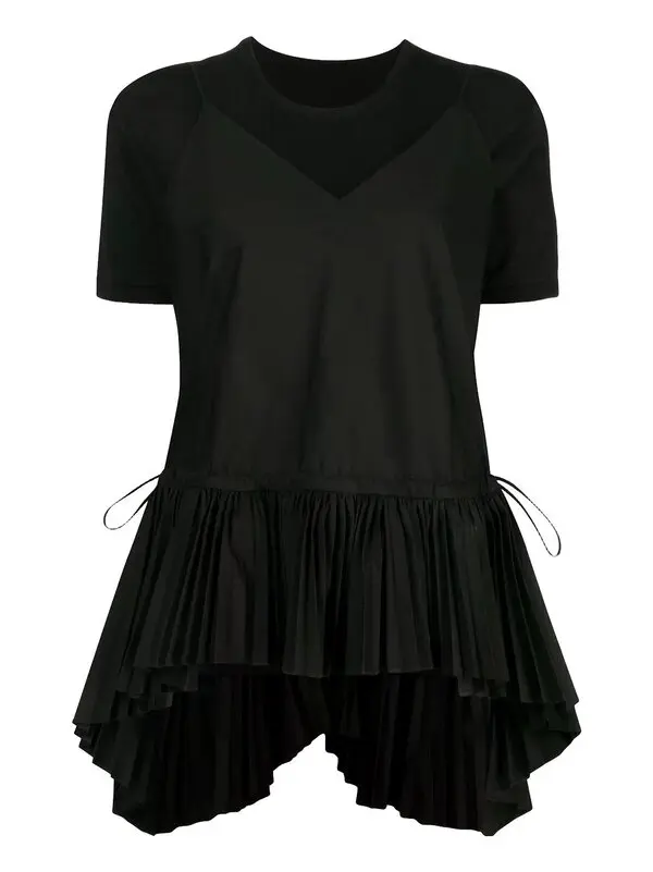 JUUN.J Pleated-hem T-shirt - Black