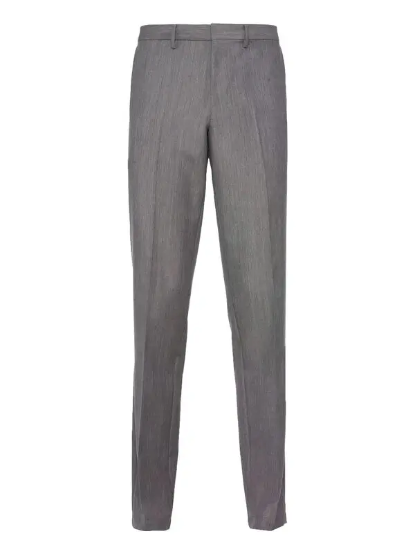 Prada Triangle-logo Mohair-wool Trousers - Grey