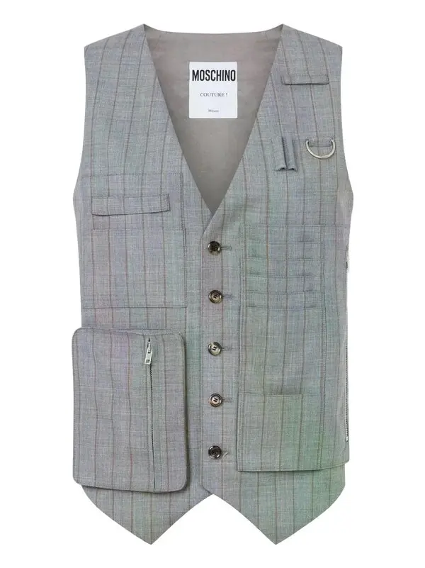 Moschino Striped Waistcoat - Grey