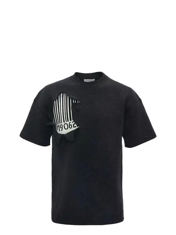 JW Anderson Barcode-print Short-sleeved Sweatshirt - Black