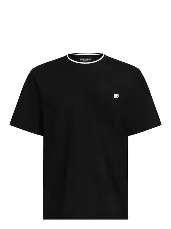 Dolce & Gabbana Logo-embroidered Cotton T-shirt - Black
