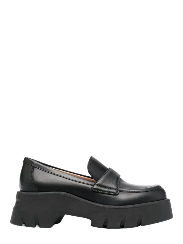 GIANVITO ROSSI 75mm Chunky Leather Loafers - Black