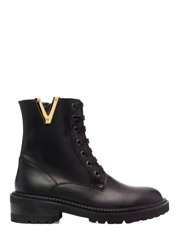VIA ROMA 15 Logo-hardware Leather Boots - Black