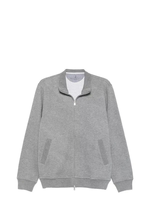Brunello Cucinelli Mélange-effect Zip Sweatshirt - Grey
