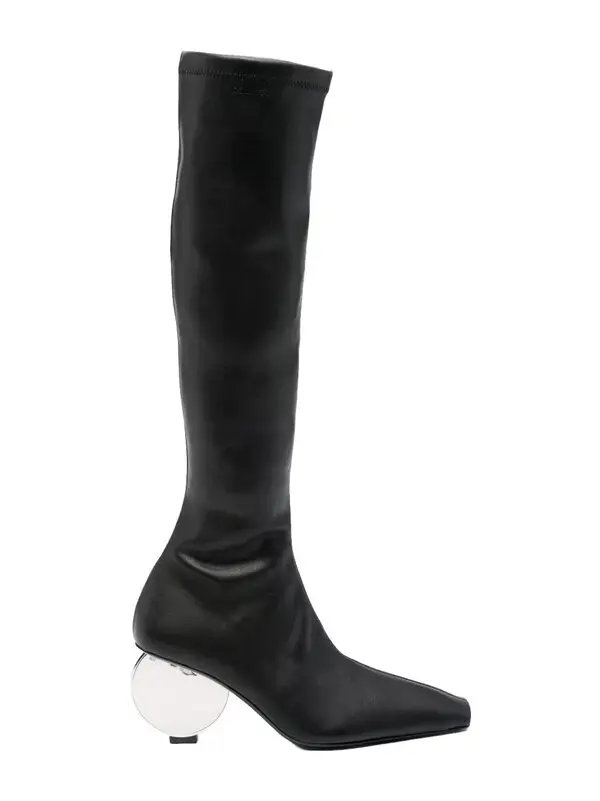 COURREGES Circle 90mm Faux-leather Knee-high Boots - Black