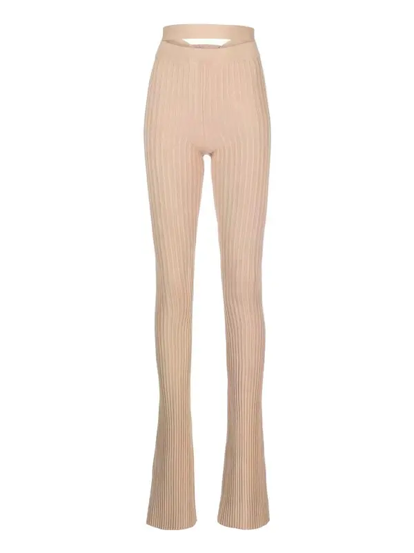 ANDREĀDAMO Ribbed-knit Flared Trousers - Neutrals