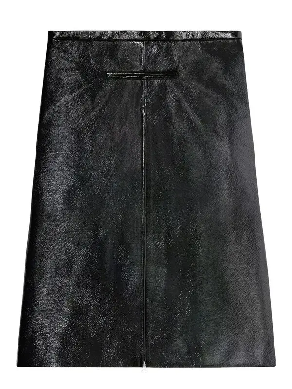 COURREGES Zip-detail Coated Midi Skirt - Black