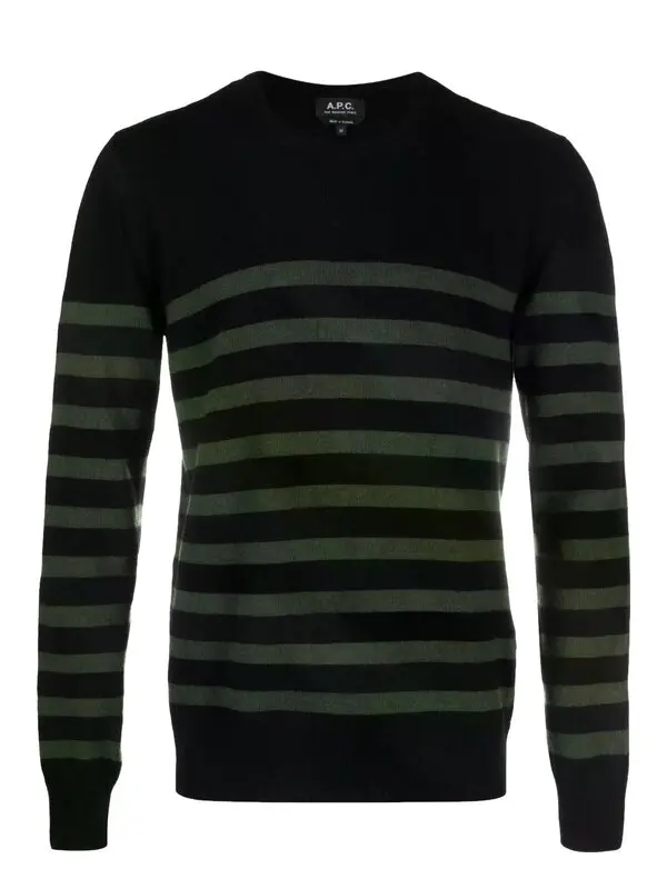 A.p.c. Striped Wool Jumper - Black