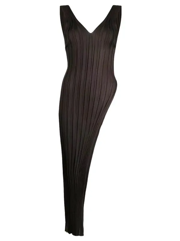 Isabel Benenato Sleeveless Ribbed-knit Dress - Brown