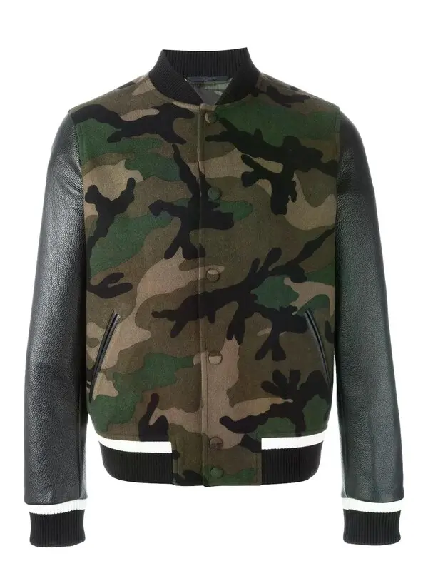 Valentino Garavani Rockstud Camouflage Bomber Jacket - Black