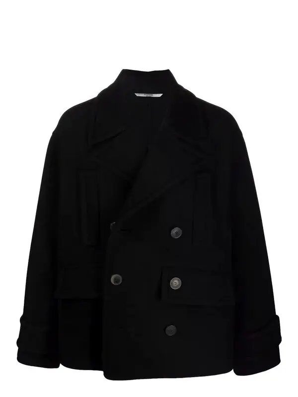 Valentino Garavani Double-breasted Virgin Wool-blend Coat - Black