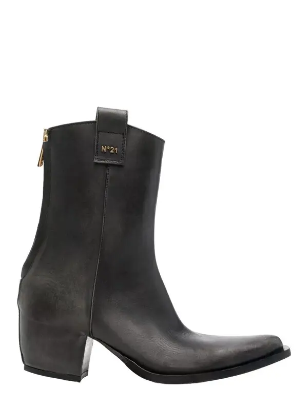 N°21 60mm Pointed-toe Leather Ankle Boots - Black