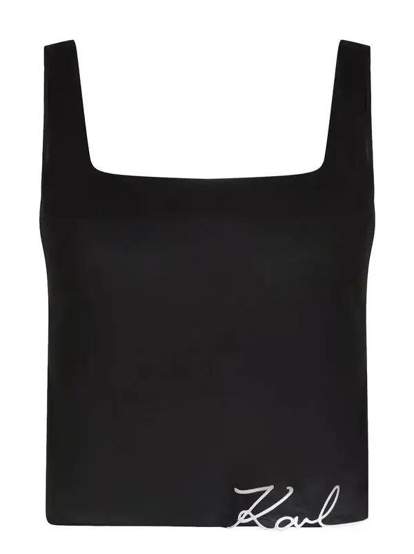 Karl Lagerfeld K/signature Cropped Top - Black