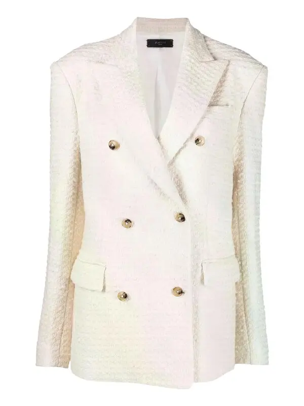 Amiri Knitted Double-breasted Blazer - Neutrals