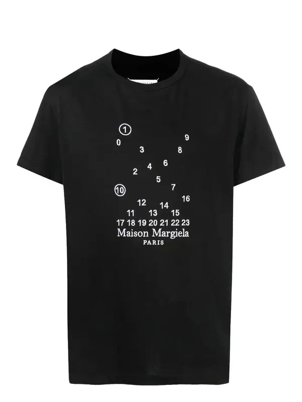 MAISON MARGIELA Numeric Logo-embroidered T-shirt - Black