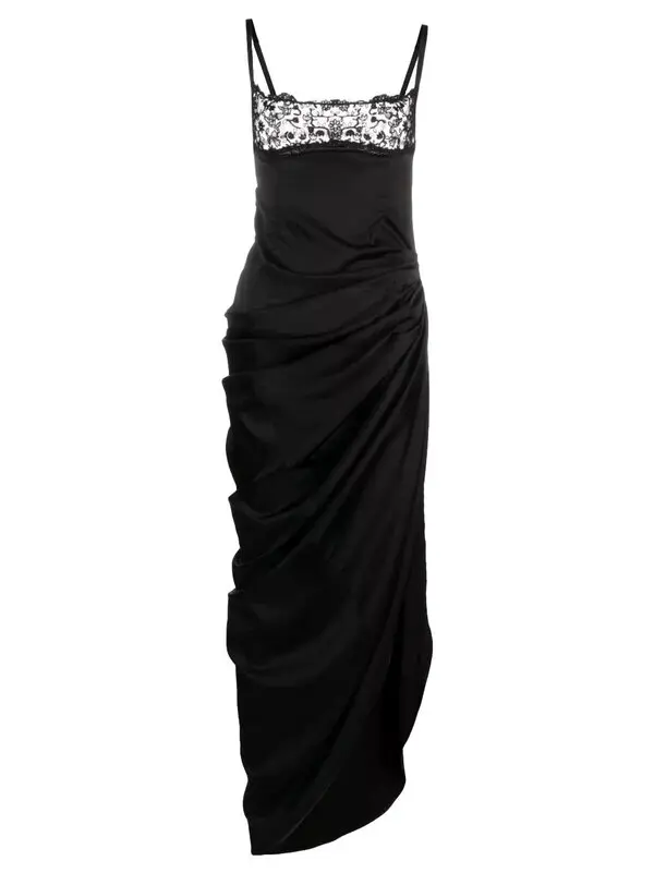 Jacquemus La Saudade Floral-embroidered Asymmetric Dress - Black