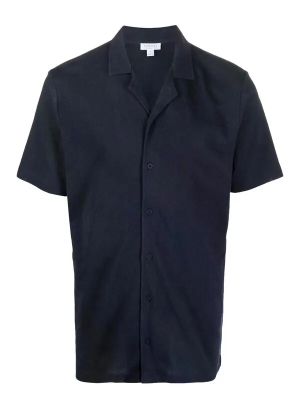 Sunspel Button-up Polo Shirt - Blue