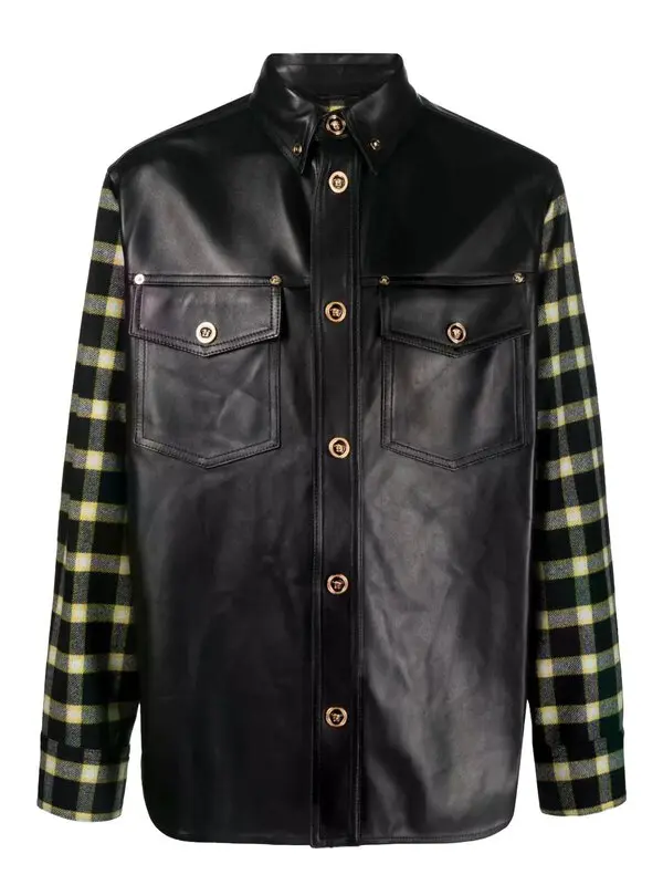 Versace Checked-panel Shirt Jacket - Black
