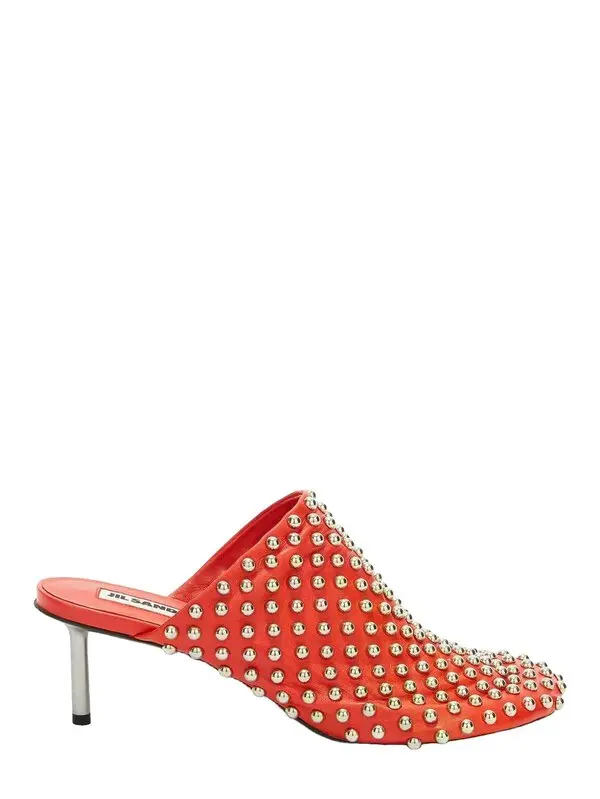 JIL SANDER Studded Leather Mules - Red