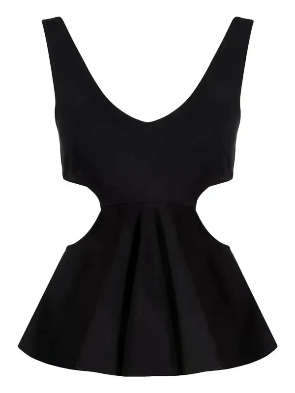 Goen.j Cut-out Ruffled Top - Black