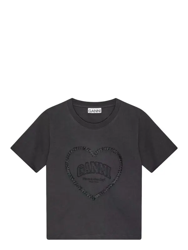 GANNI Heart-motif T-shirt - Grey