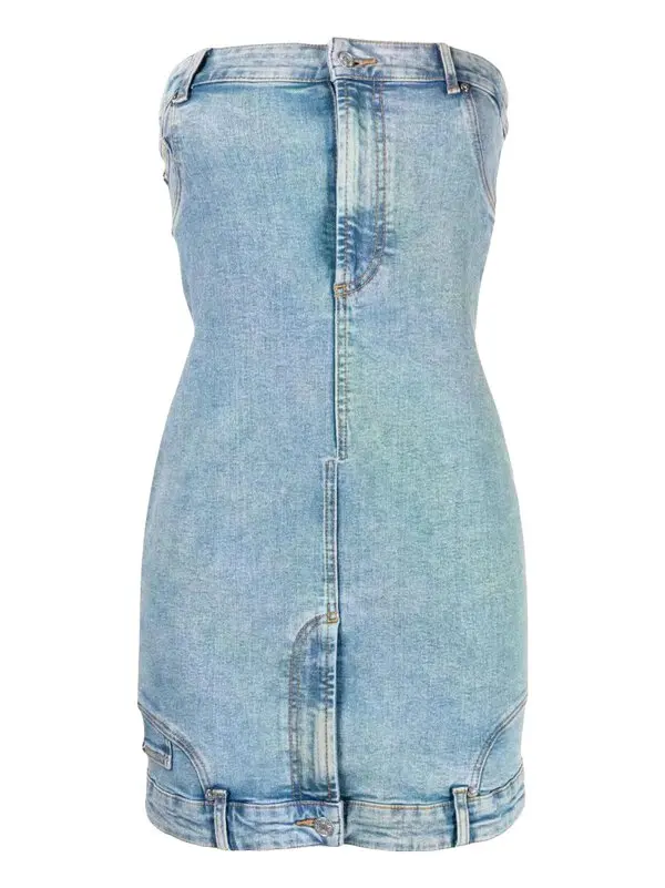 Moschino Bandeau Denim Minidress - Blue