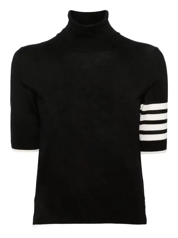 Thom Browne Stripe-detailing Short-sleeve Jumper - Black