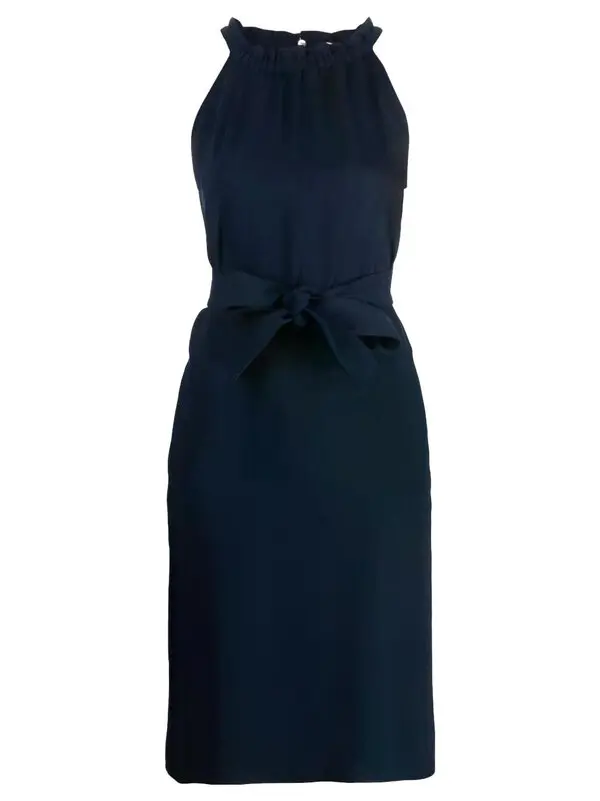 P.a.r.o.s.h Gathered Neckline Belted Dress - Blue