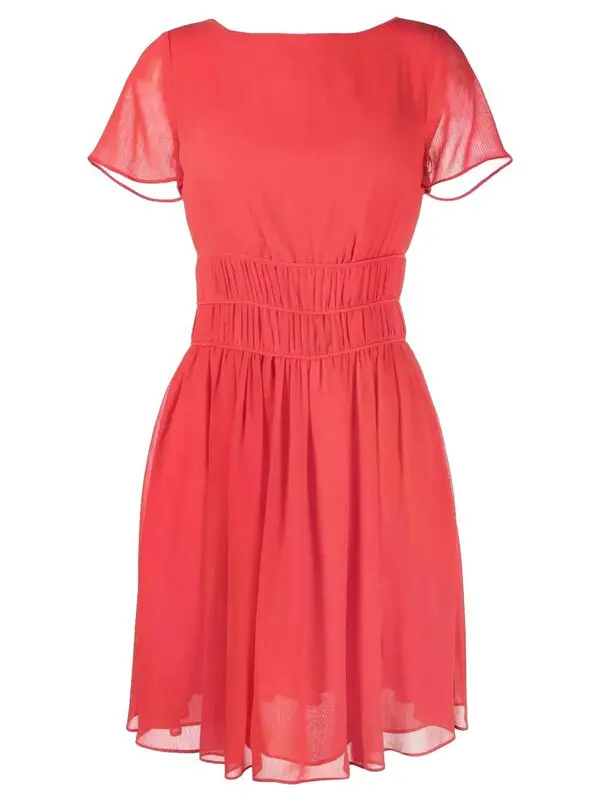 Emporio Armani A-line Dress With Ribbed Waistband - Red