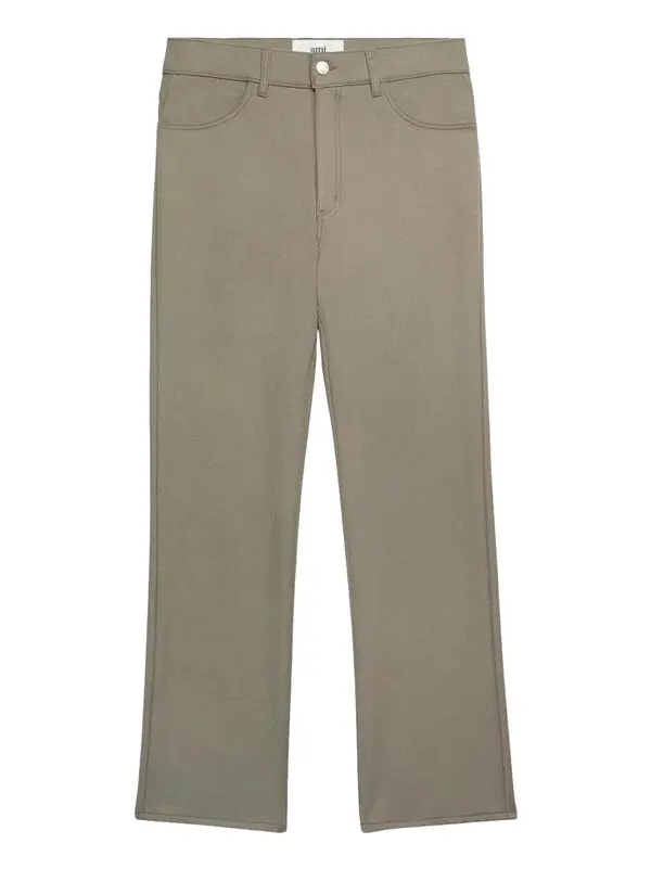 AMI Paris Wool Straight-leg Trousers - Grey