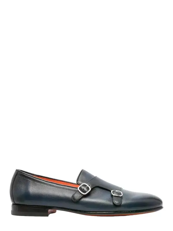 Santoni Double-buckle Leather Shoes - Blue