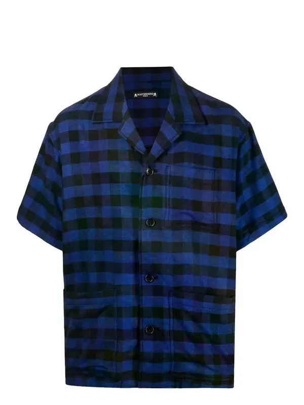 MASTERMIND WORLD Plaid-check Embroidered Shirt - Blue