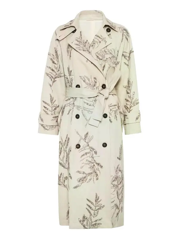 Brunello Cucinelli Flora Embroidered Trench Coat - Neutrals